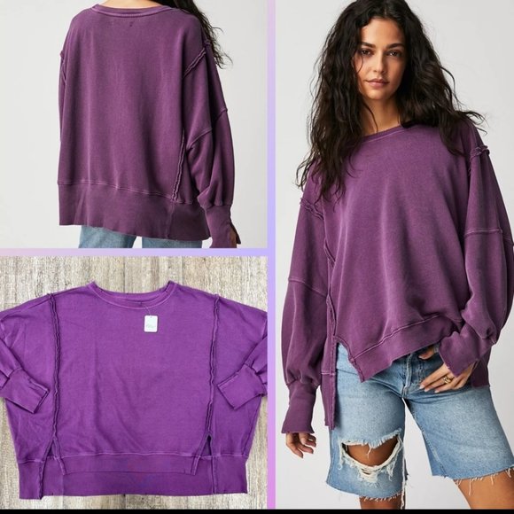 Free People | Tops | Nwt Free People Camden Purple Oversized Sweatshirt ...